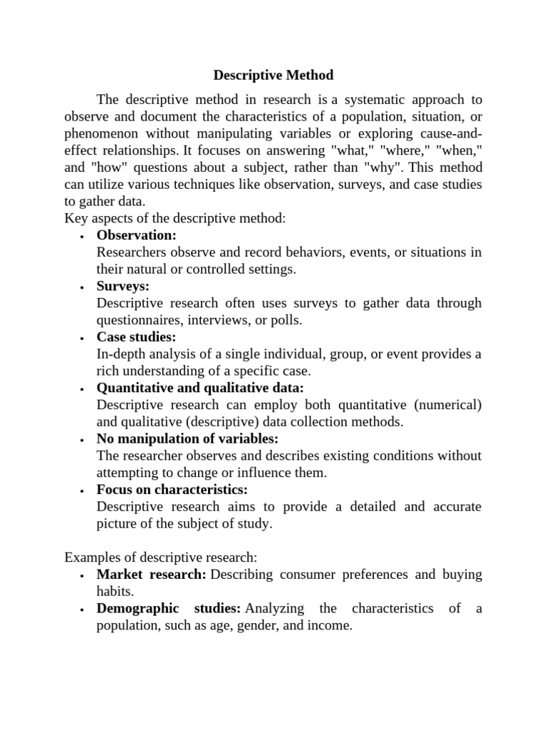Descriptive Method-Written Report | PDF | Methodology | Survey Methodology