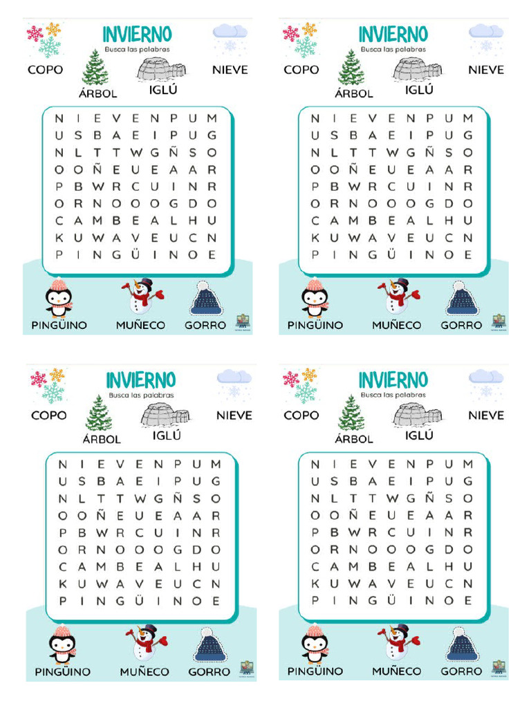 Sopa de Letras Invierno | PDF