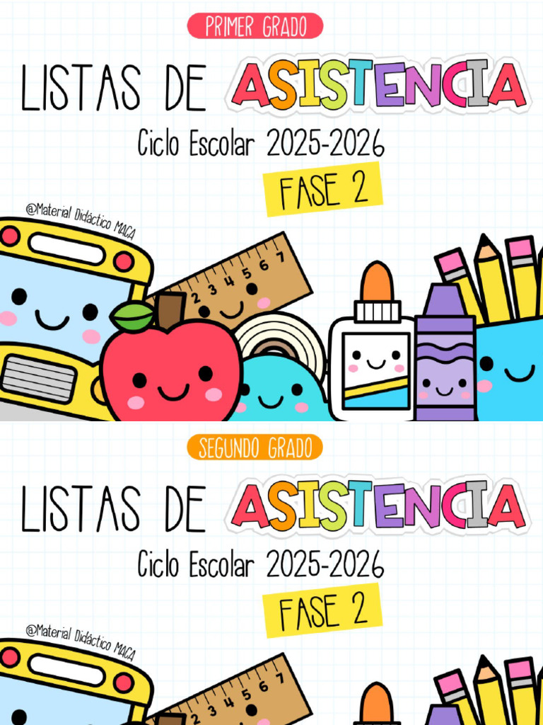 LISTAS DE ASISTENCIA EDITABLE (Horizontal) 2025-2026 | PDF
