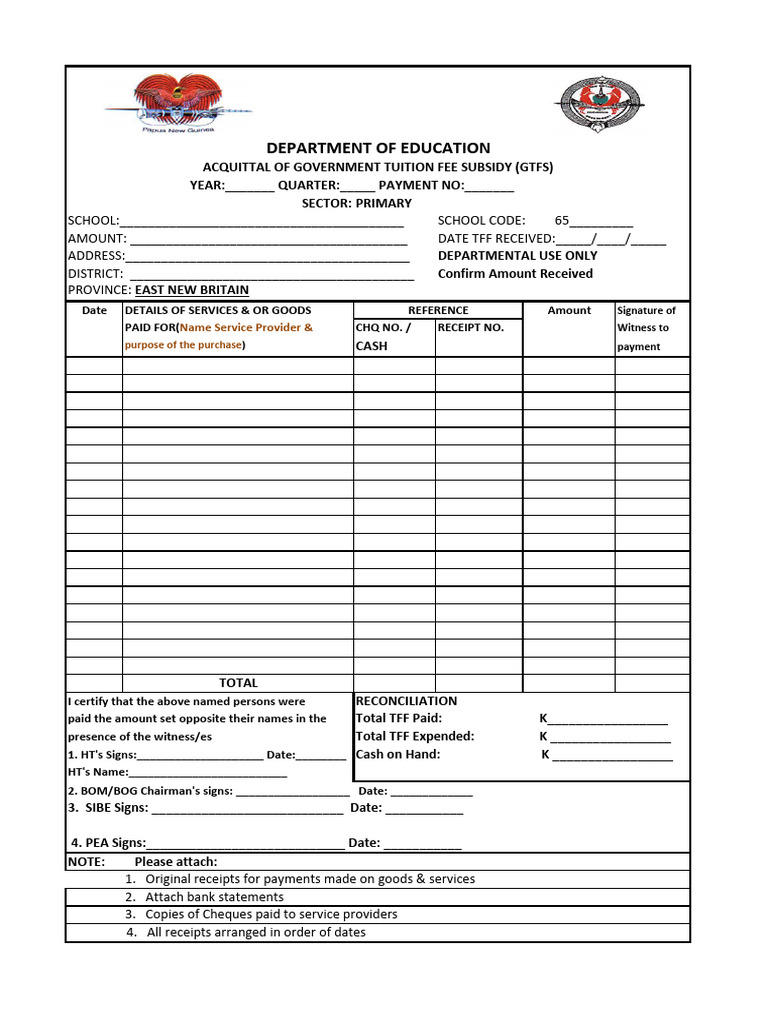 Acquittal Form 2020 Primary | PDF
