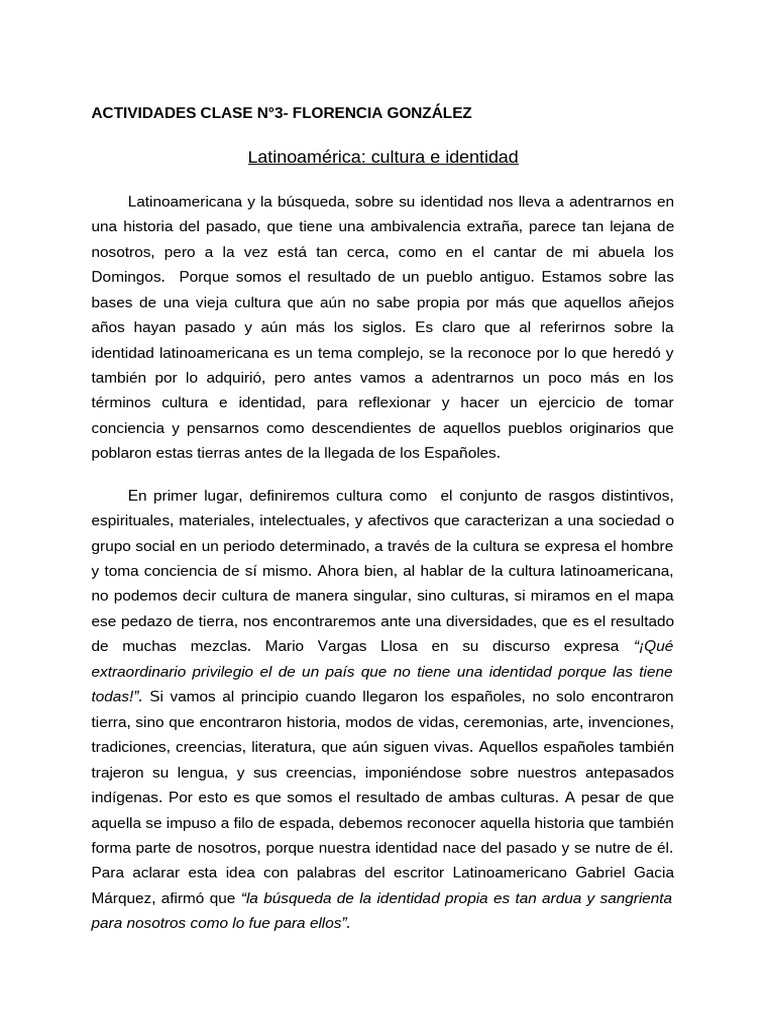 Identidad y Cultura en Latinoamérica | PDF | America latina | Educación ...