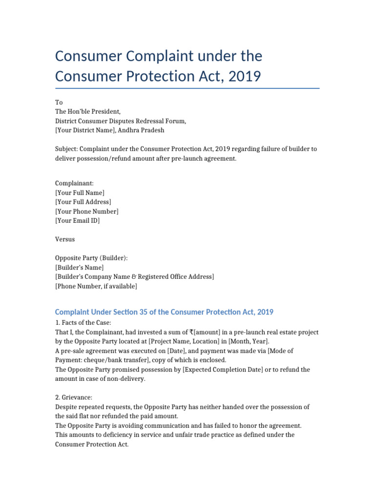Consumer and Police Complaint | PDF | Common Law | Private Law