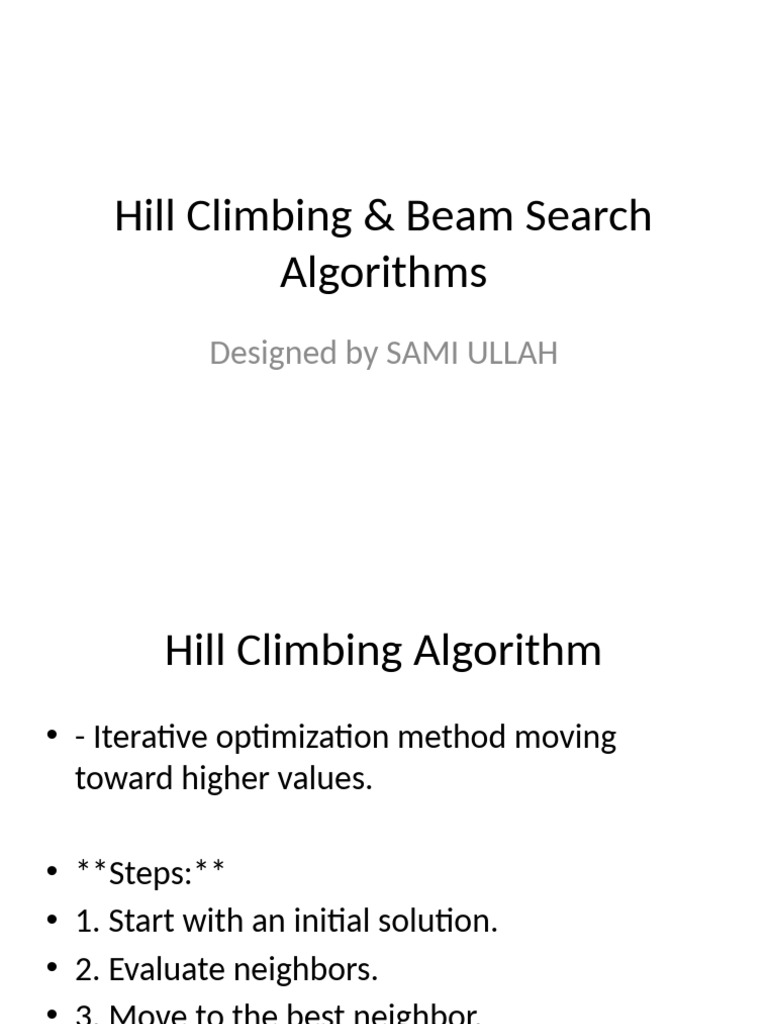 Hill Climbing vs. Beam Search Explained | PDF
