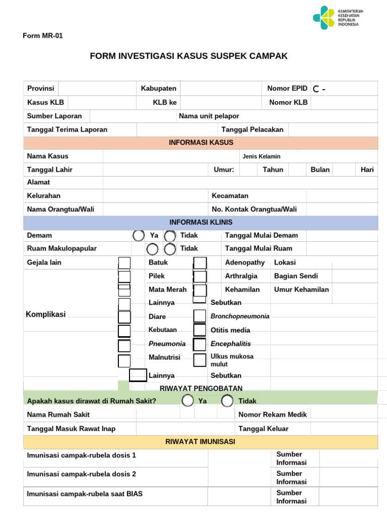 Formulir Investigasi Kasus Campak | PDF