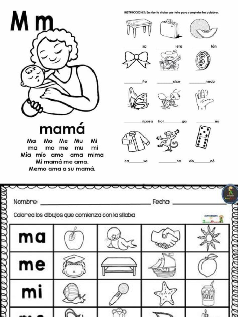 Actividades Con Las Silabas Ma Me Mi Mo Mu | PDF