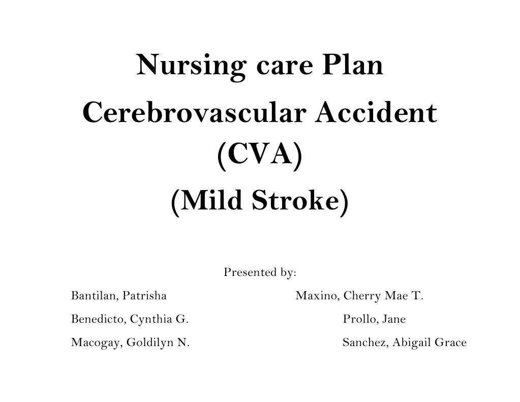 Nursing Plan for Mild Stroke | PDF