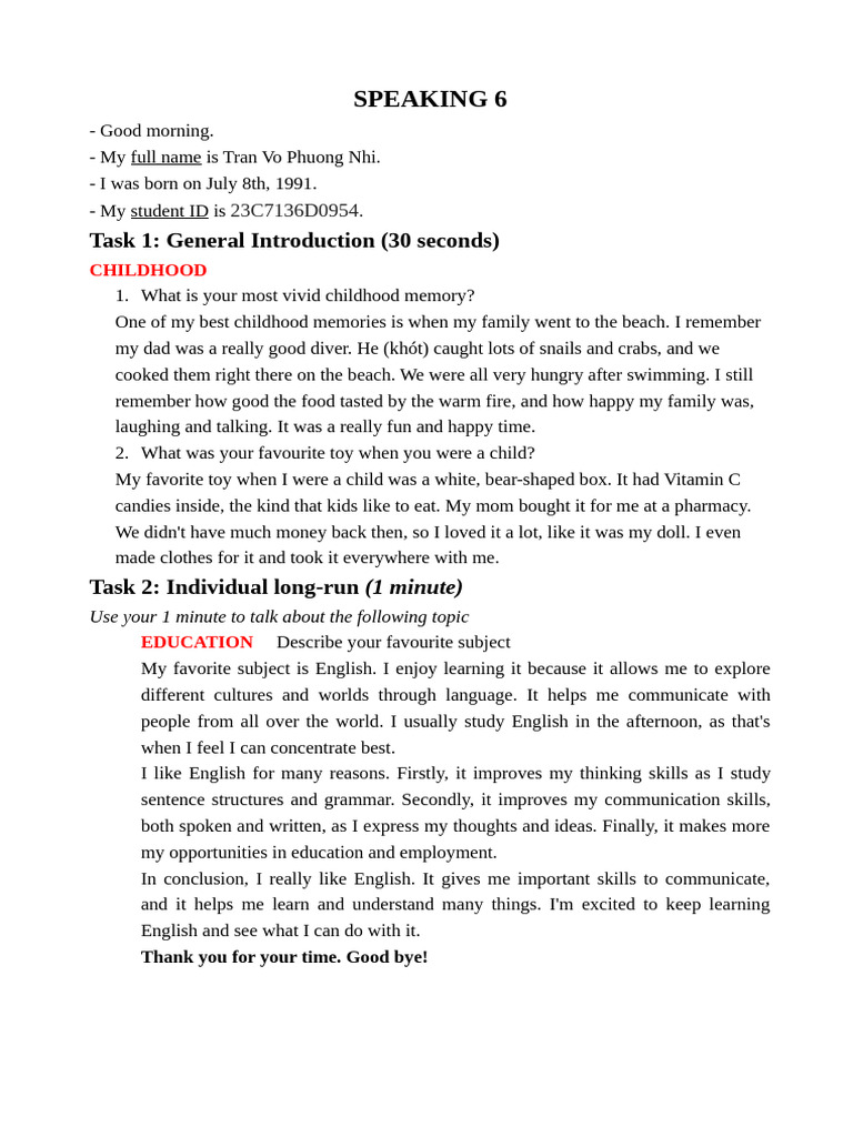 Speaking 6 Mid Term Test 1 Pdf