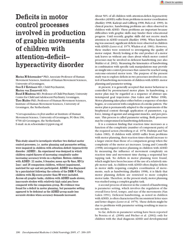 Develop Med Child Neuro - 2007 - Schoemaker - Deficits in Motor Control ...