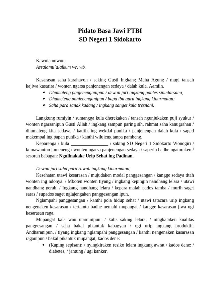 Pidato FTBI Sidokarto1 | PDF