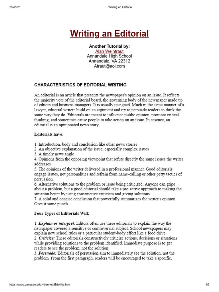 Writing Effective Editorials | PDF | Persuasion | Newspapers