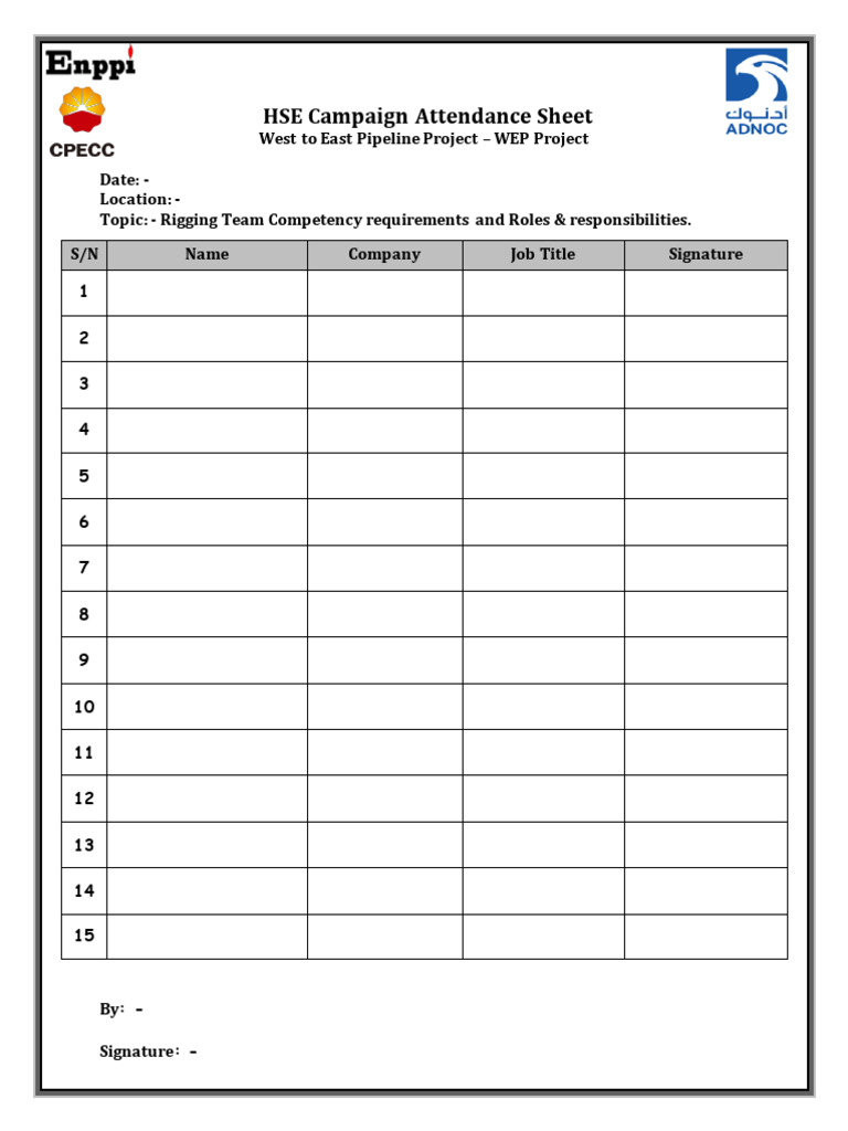 WEP Project Attendance Sheet | PDF