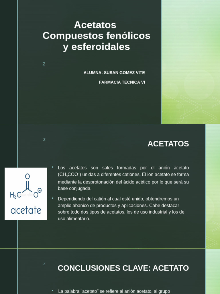 Acetatos y Comp. Fenolicos | PDF | Acetato | Fenoles