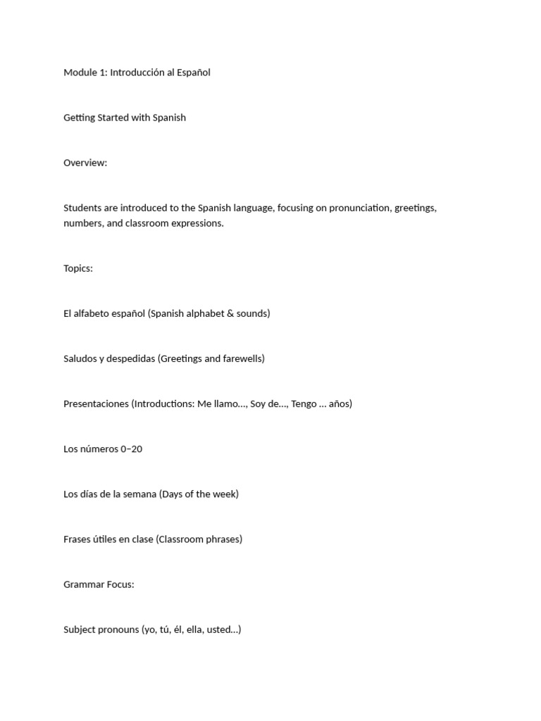 Introduction to Spanish Basics | PDF