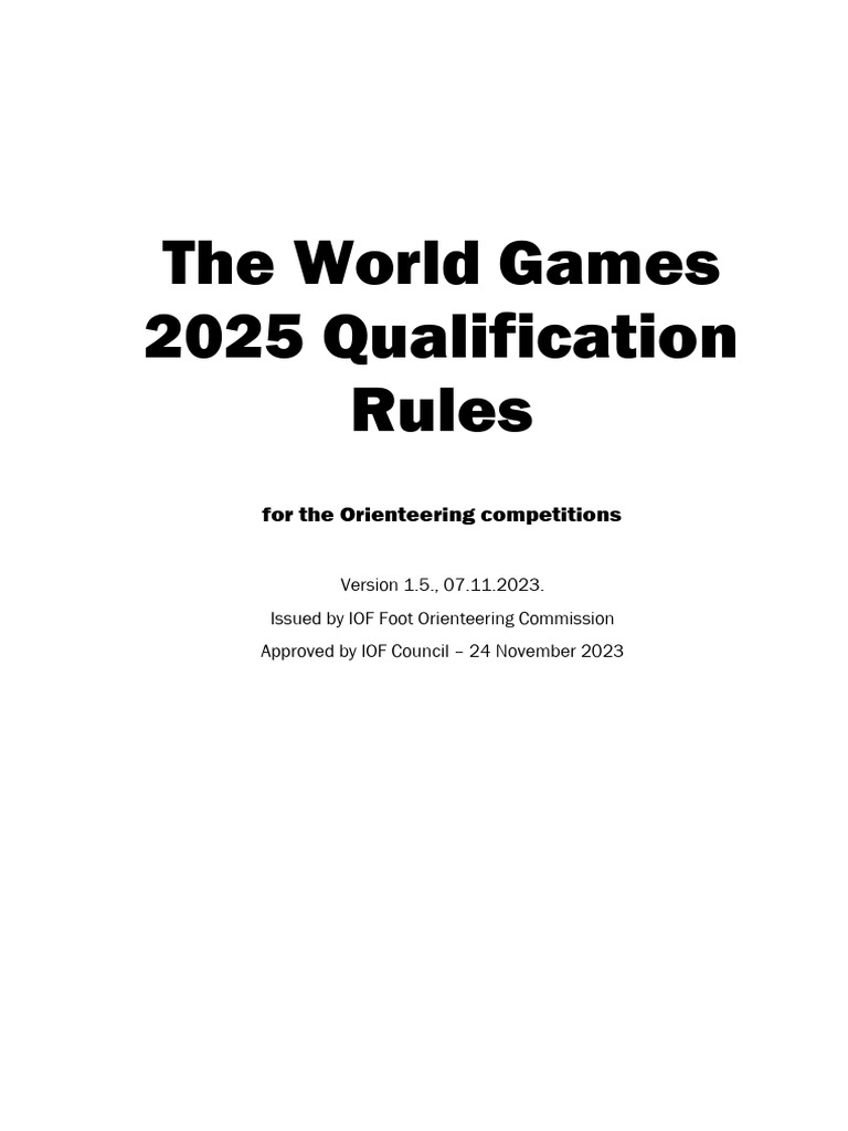 The World Games 2025 Qualification Rules | PDF