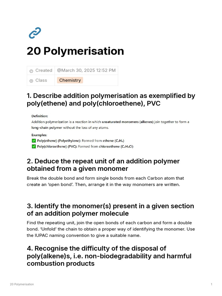 20 Polymerisation | PDF
