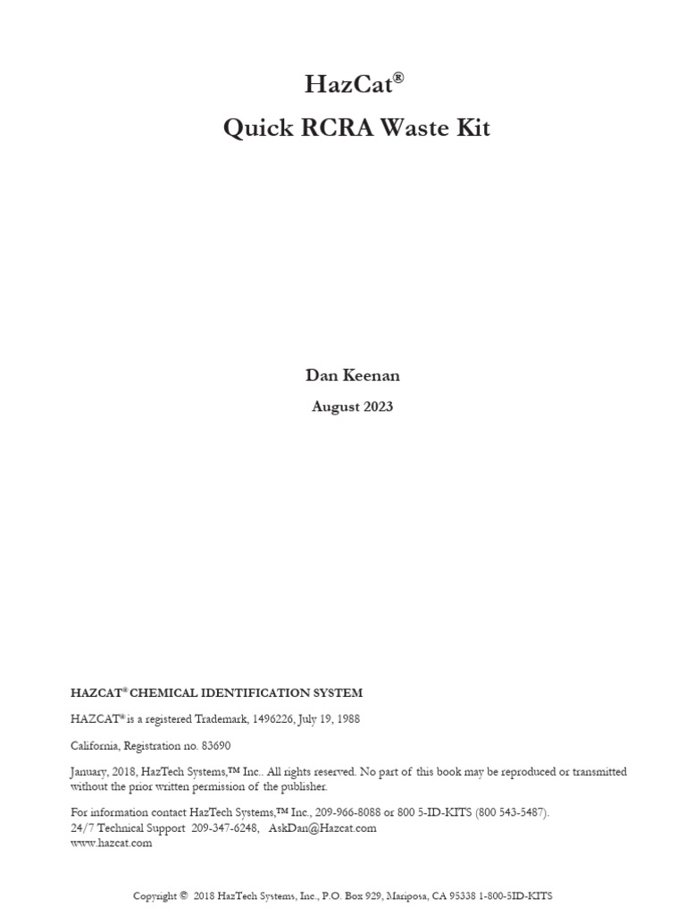 HazCat® RCRA Waste Identification Kit | PDF | Corrosion | Salt (Chemistry)