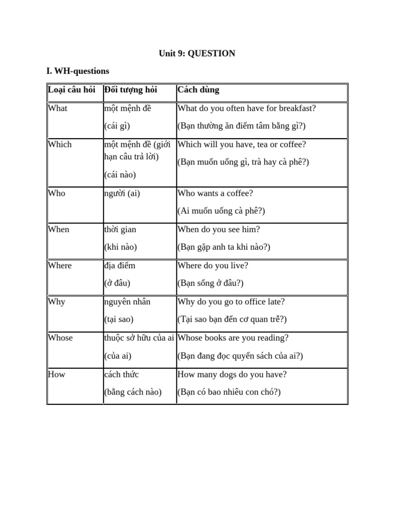 WH- and Yes/No Questions Guide | PDF