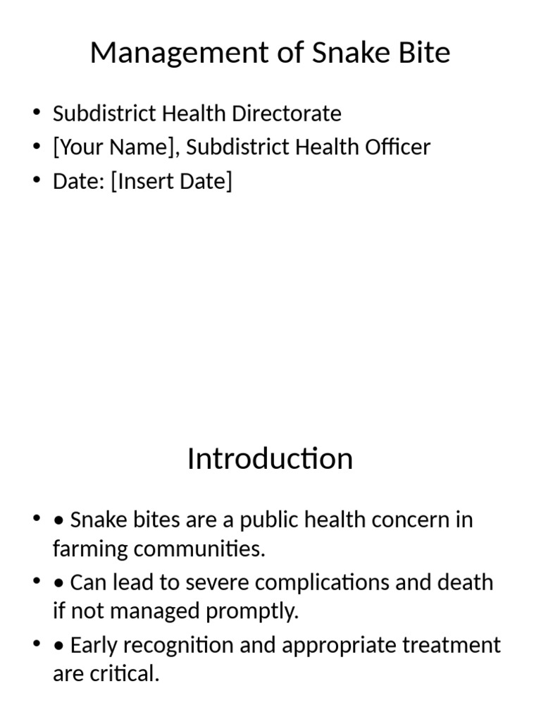 Snake Bite Management Guidelines | PDF | Diseases And Disorders ...
