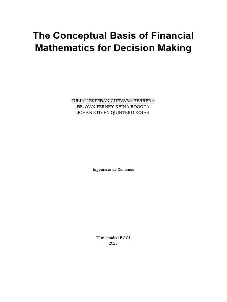 The Conceptual Basis of Financial Mathematics For Decision Making | PDF ...