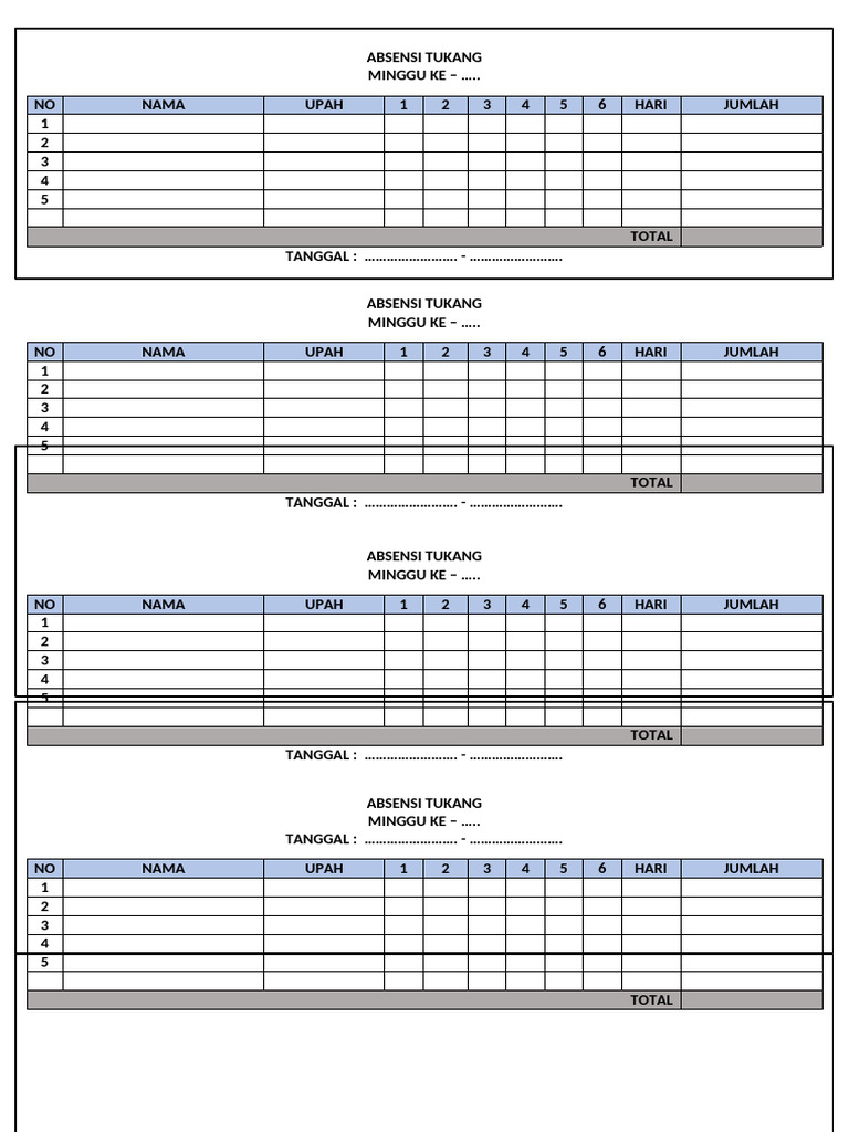 Absensi Tukang | PDF