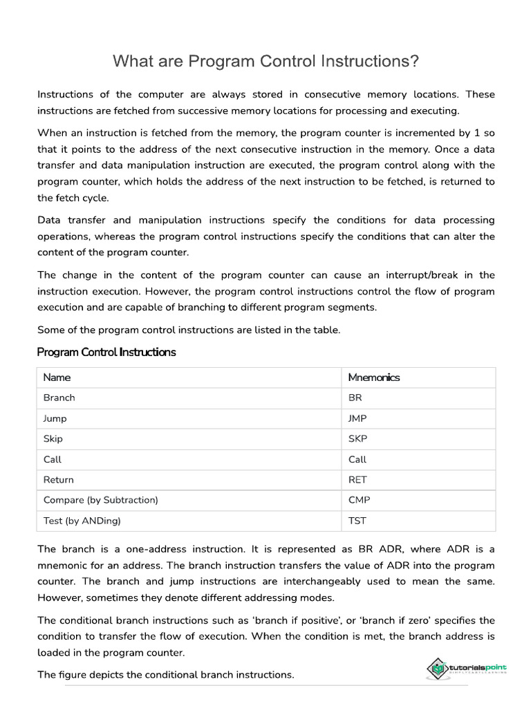 What Are Program Control Instructions | PDF