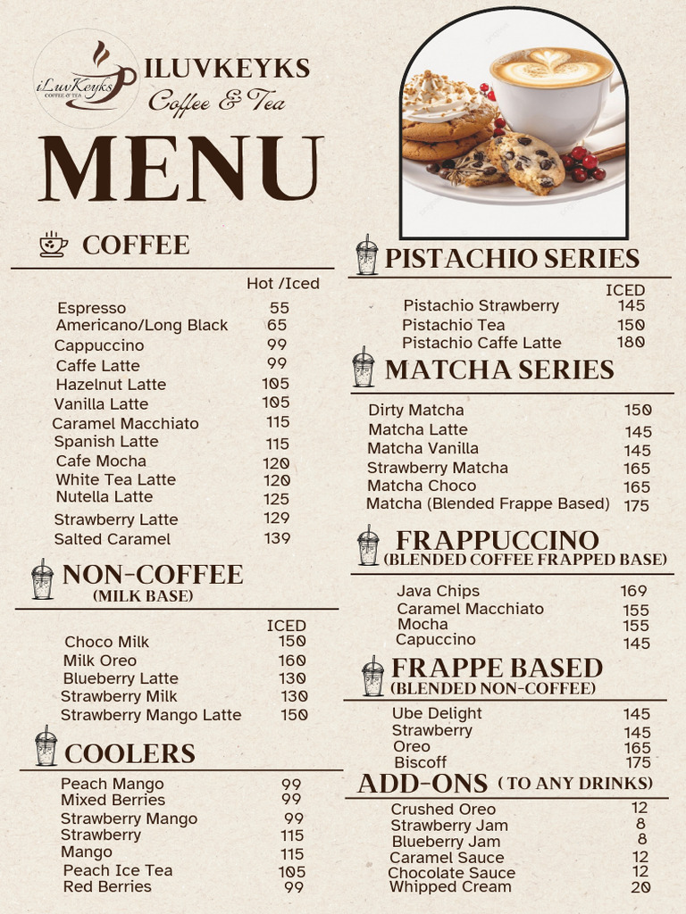 Pistachio Series Coffee & Dessert Menu | PDF | Foods | Drink