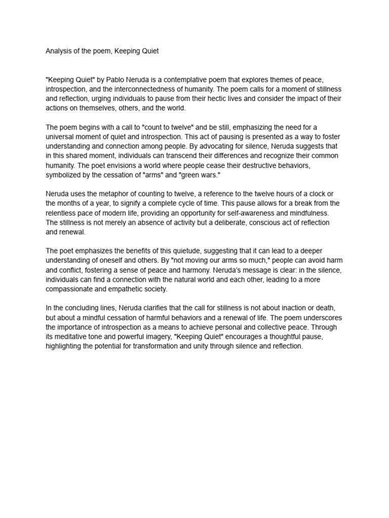Keeping Quiet | PDF