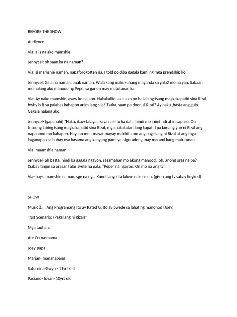 Rizal Script | PDF