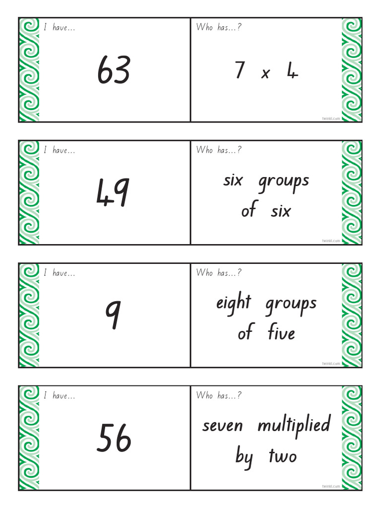NZ2 M 19-6-7 8 9 Times Tables Loop Cards | PDF