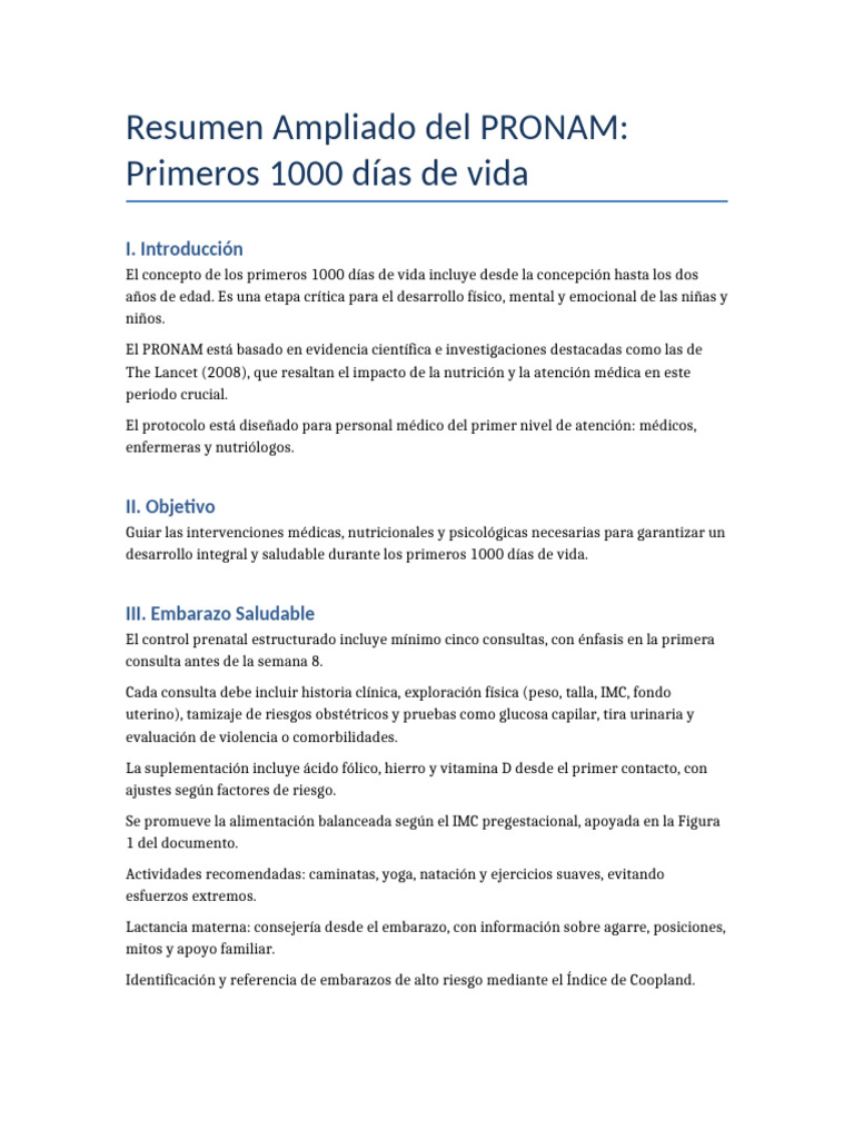 PRONAM: Primeros 1000 Días de Vida | PDF | El embarazo | Amamantamiento
