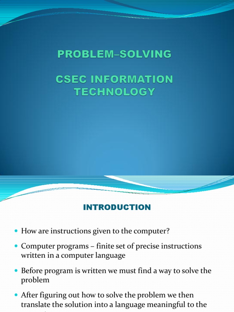 CXC CSEC Problem Solving | PDF | Control Flow | Algorithms