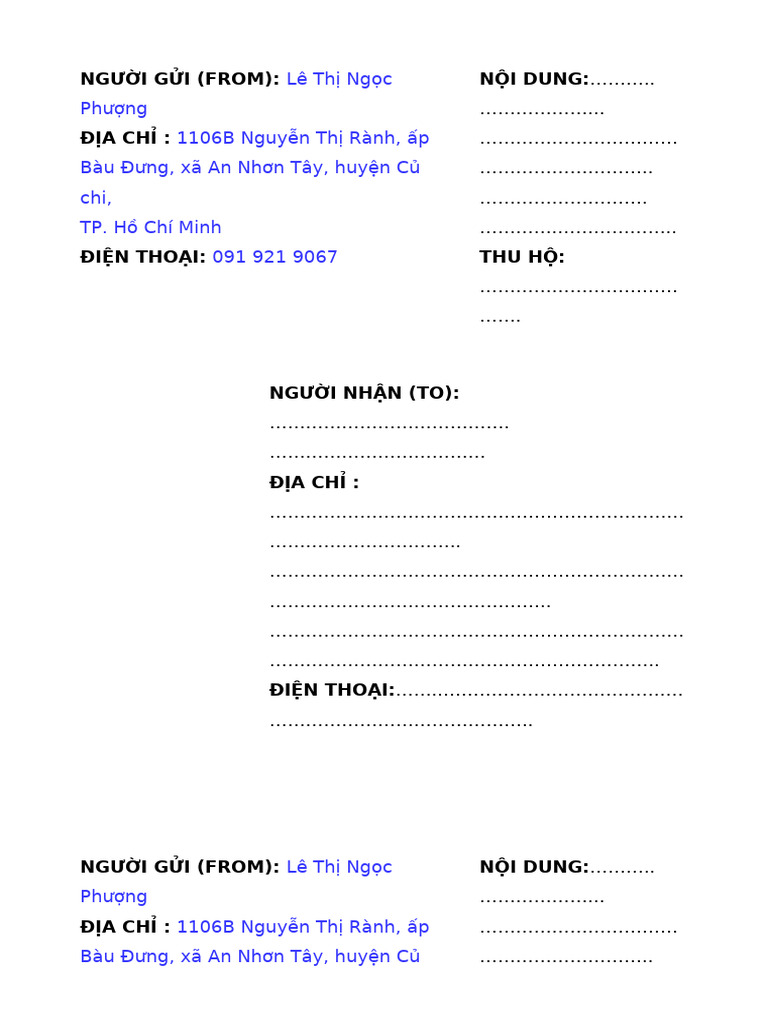 Phieu Gui Buu Dien | PDF