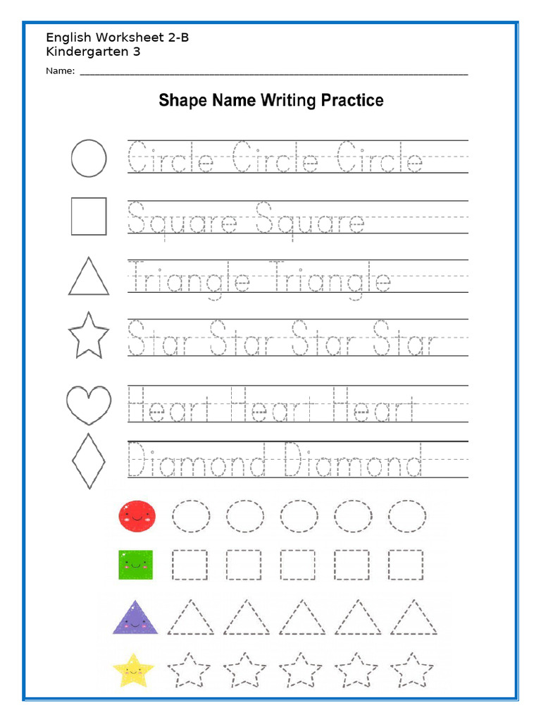 English Worksheet 5 Lets Color The Shape | PDF