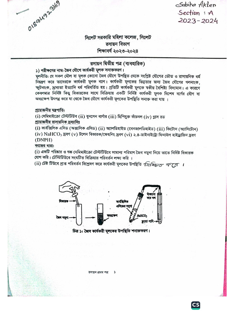 Chemistry 2nd Paper (Sheet) (Sabiha) | PDF