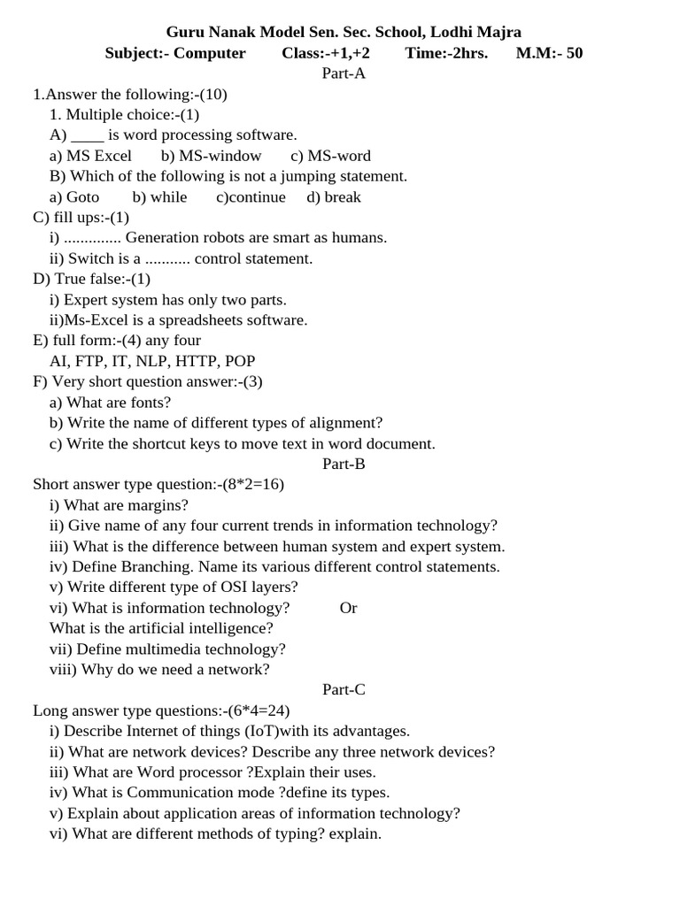 +1,+2 Computer | PDF | Microsoft Excel | Internet Of Things