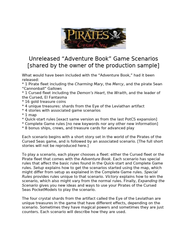 Adventure Book Game Scenarios Overview | PDF | Piracy | Ships