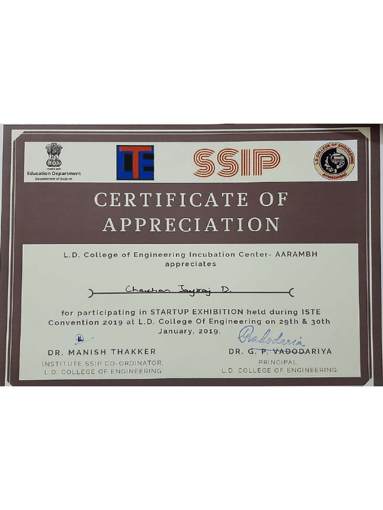 Start Up Certificate of Appreciation | PDF