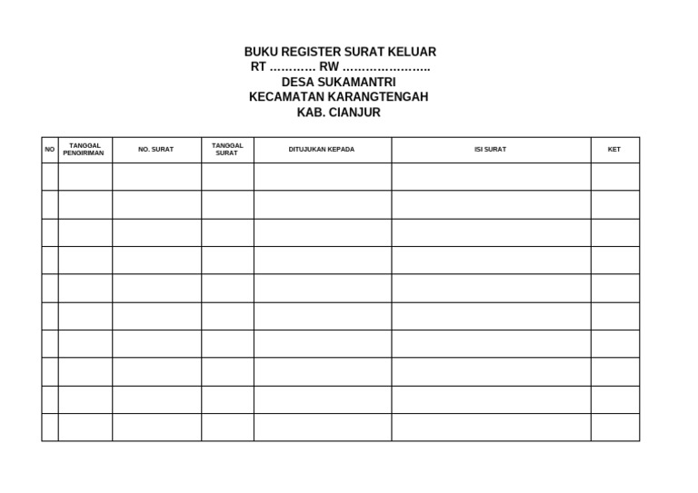 Contoh Buku Register Surat Keluar | PDF