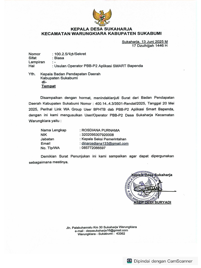 Surat Penunjukan Operator Smart Dan User BPHTB | PDF