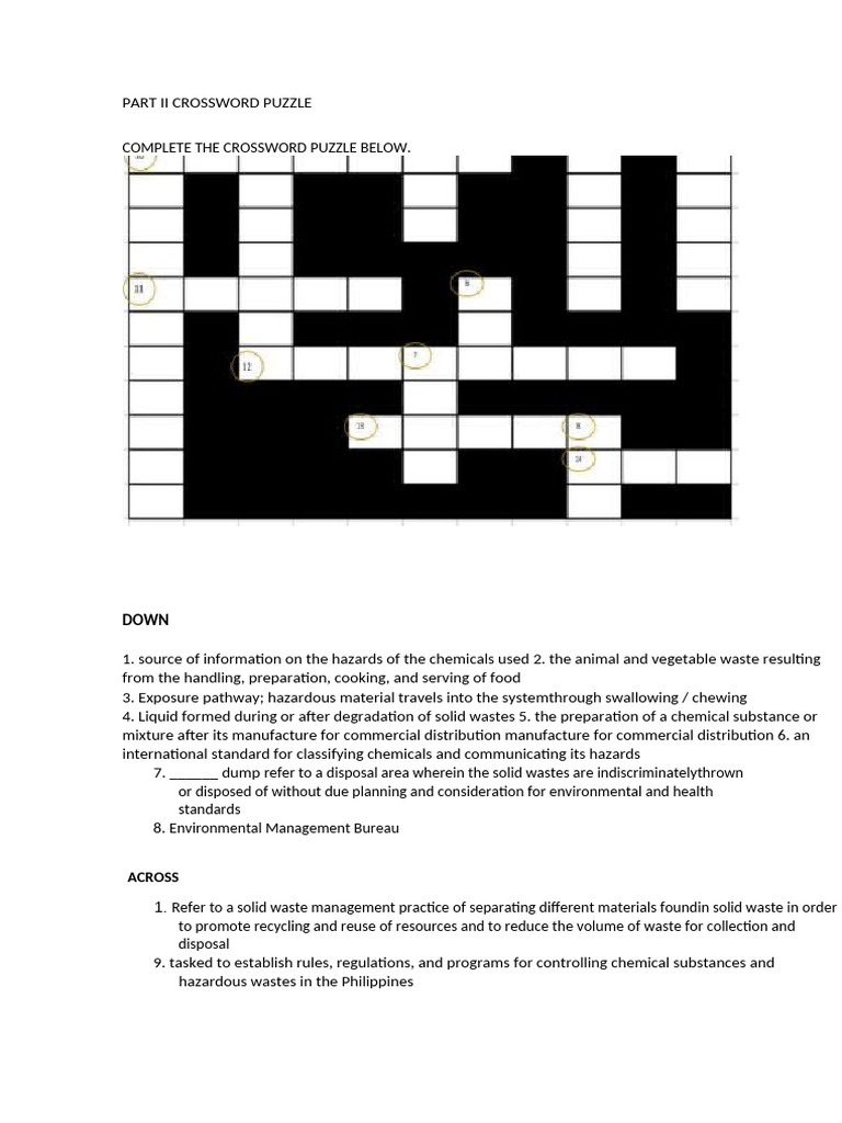 Es036 Prefinal Exam Part II Crossword Puzzle | PDF