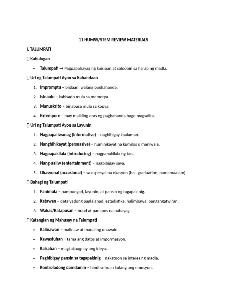 11 Humss Stem Reveiw M2 | PDF