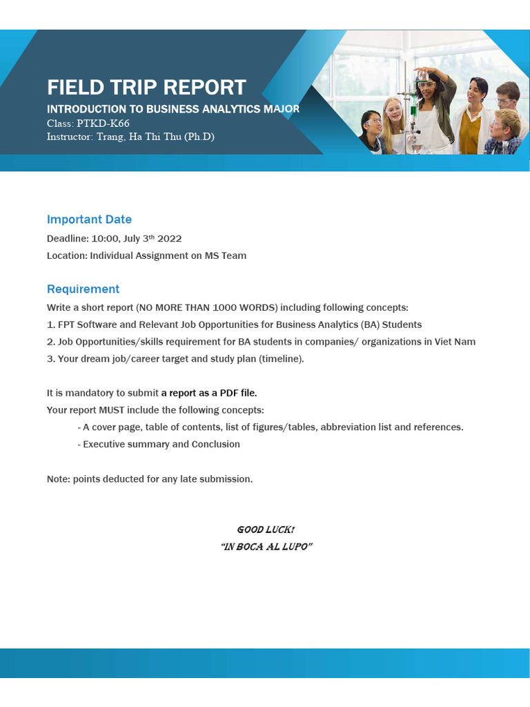 Business Analytics Field Trip Report | PDF