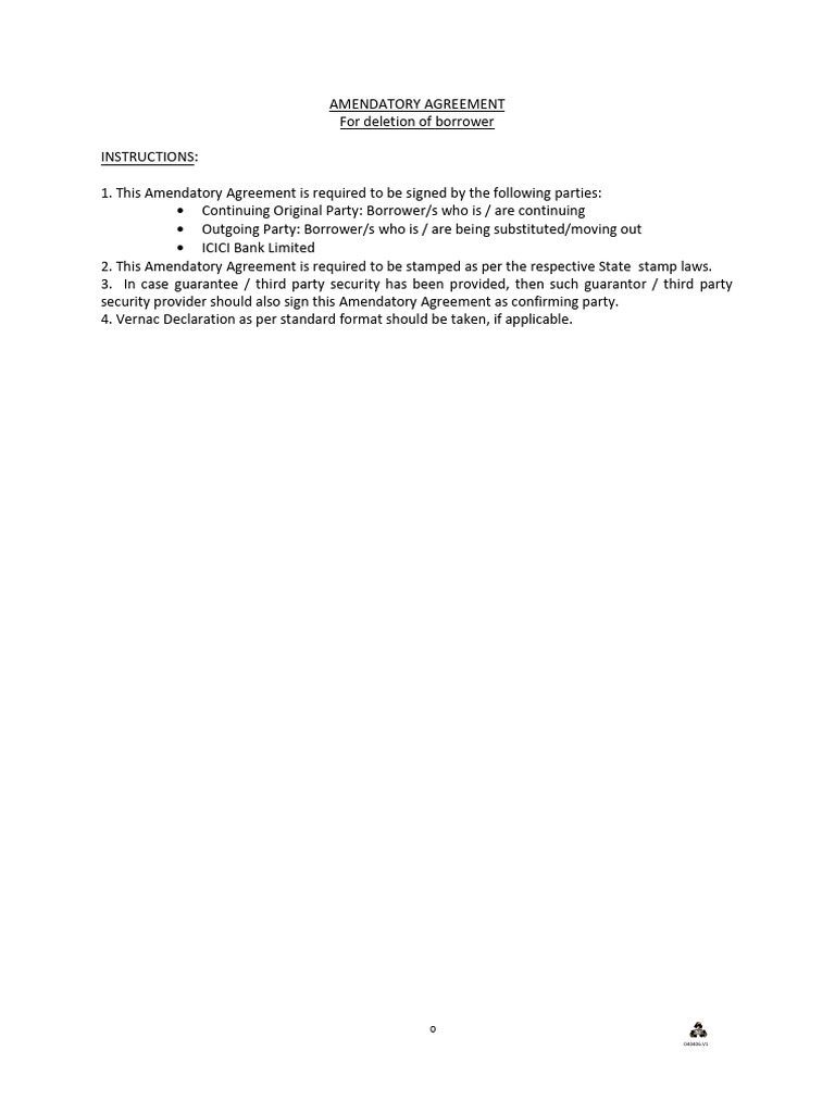 Amendatory Agreement For Deletion of Borrower | PDF | Contractual Term ...