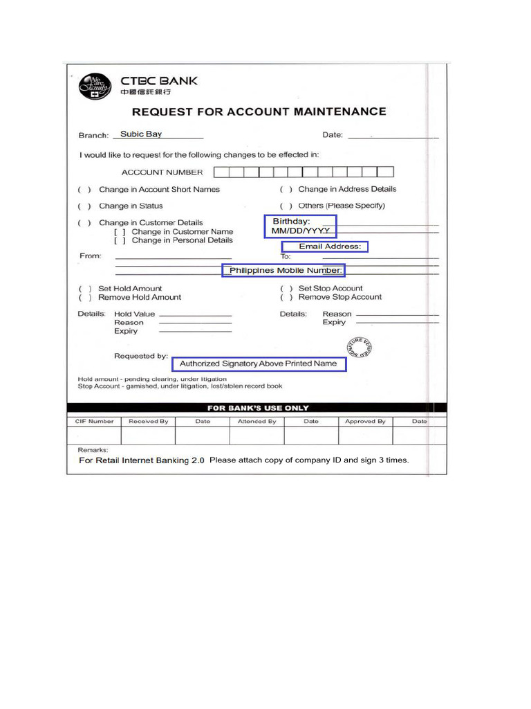 Account Maintenance Form for RIB 2_0 | PDF