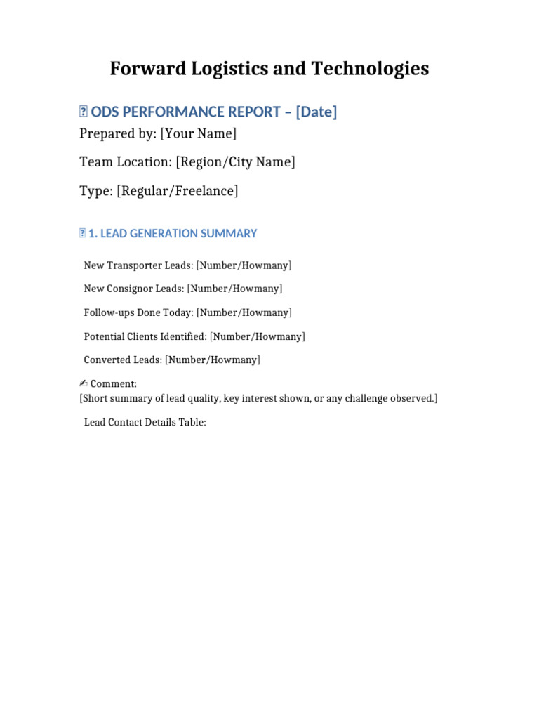 Forward Logistics Performance Report | PDF | Computing