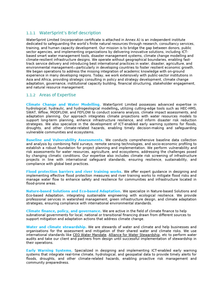 WaterSprint Limited: Climate & Water Solutions | PDF | Climate ...