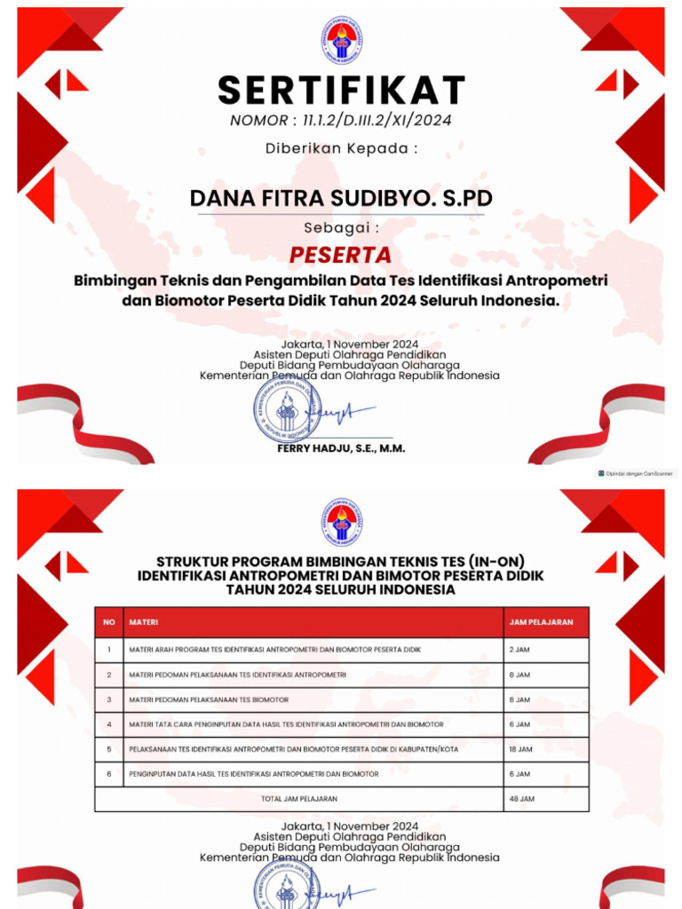 SERTIFIKAT DANA FITRA SUDIBYO. S.PD ANTRO | PDF