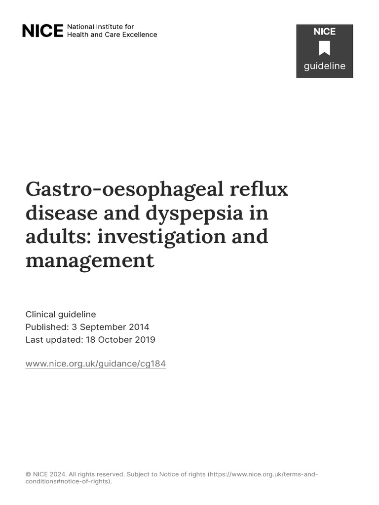 Gastrooesophageal Reflux Disease and Dyspepsia in Adults Investigation ...