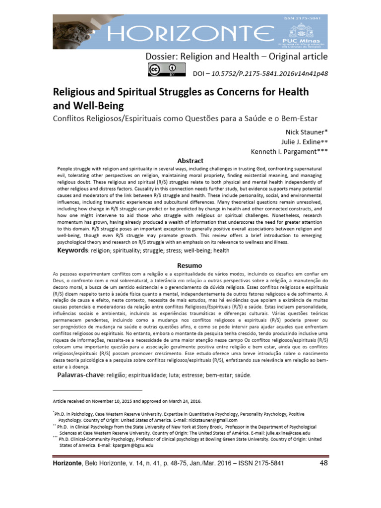 Religious Struggles Impacting Health | PDF | Forgiveness | Major ...