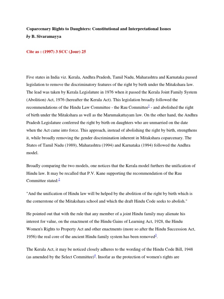 Coparcenary Rights To Daughters-2 | PDF | Supreme Court Of India ...